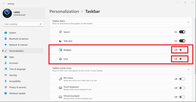 How to remove the Taskbar Chat and Widgets icon in Windows 11 - Radish ...